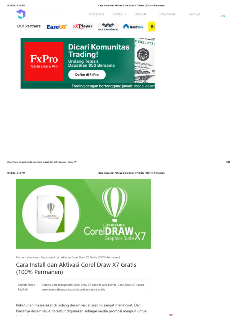 Cara Install Dan Aktivasi Corel Draw X7 Gratis (100 Permanen) | PDF