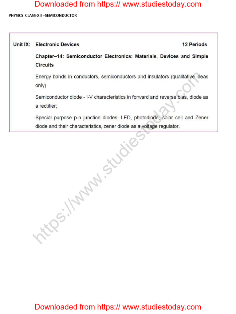 Class 12 Physics Semiconductor Electronic Devices Boards Questions | PDF | P–N Junction | Diode