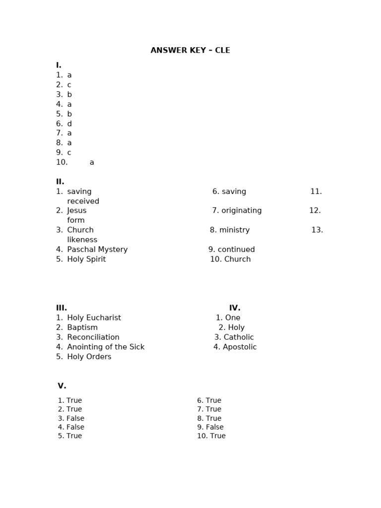 CLE Answer Key for Religious Studies | PDF