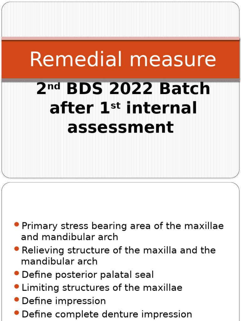 Remedial Measures After 1st Internal 3 | PDF | Dentures | Dentistry ...
