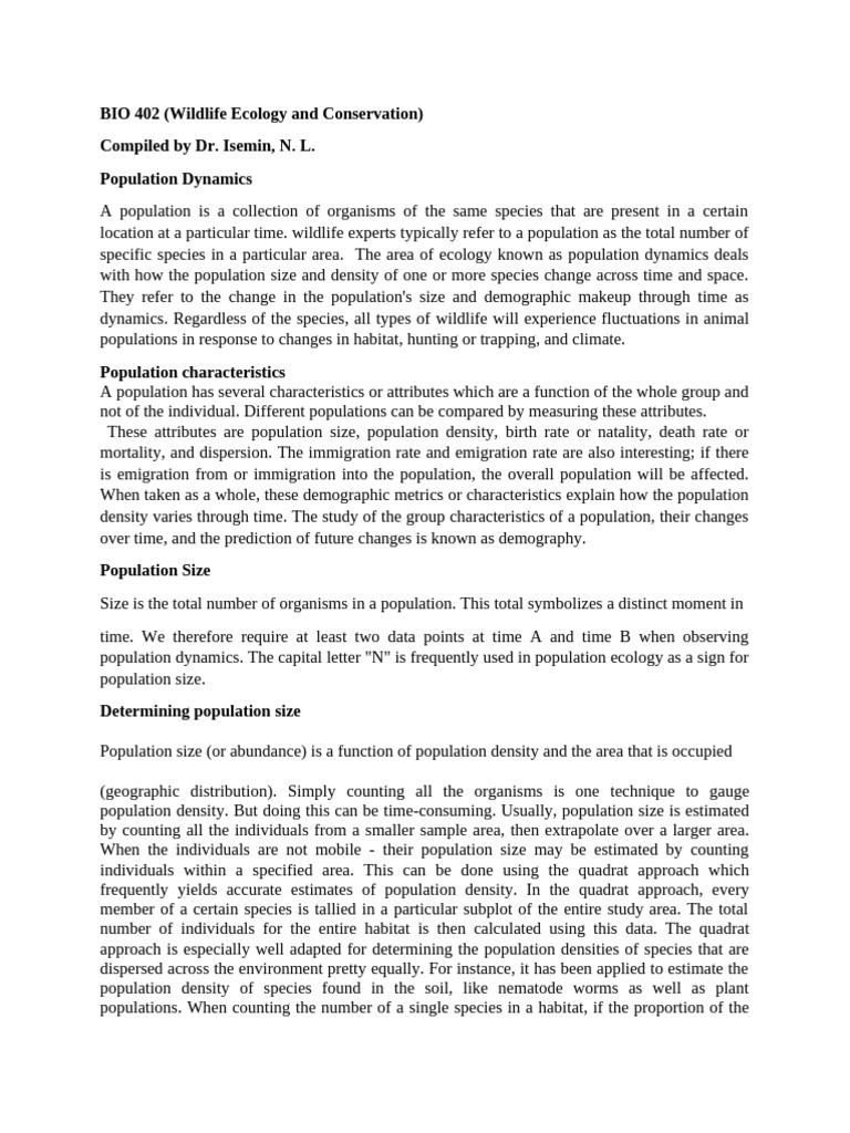 BIO 402-The Basics of Population Dynamics N | PDF | Ecological Niche ...