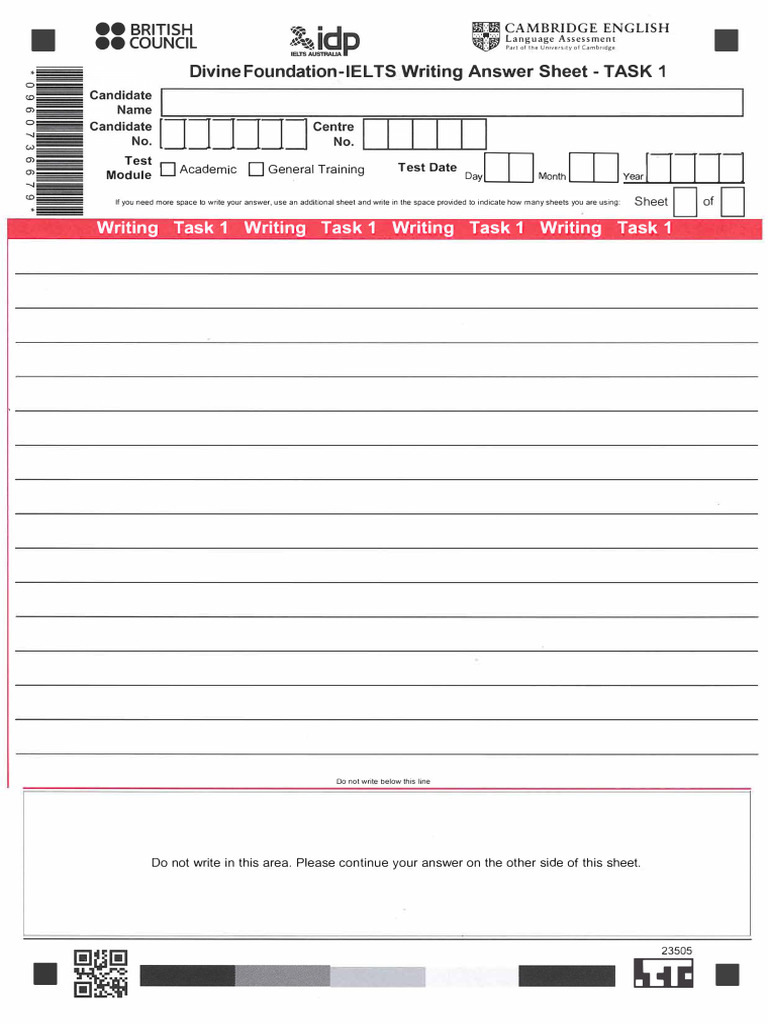 IELTS Writing Task 1 Answer Sheet | PDF