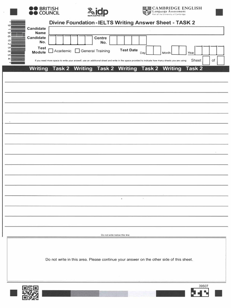 IELTS Writing Task 2 Answer Sheet | PDF | Language Education ...