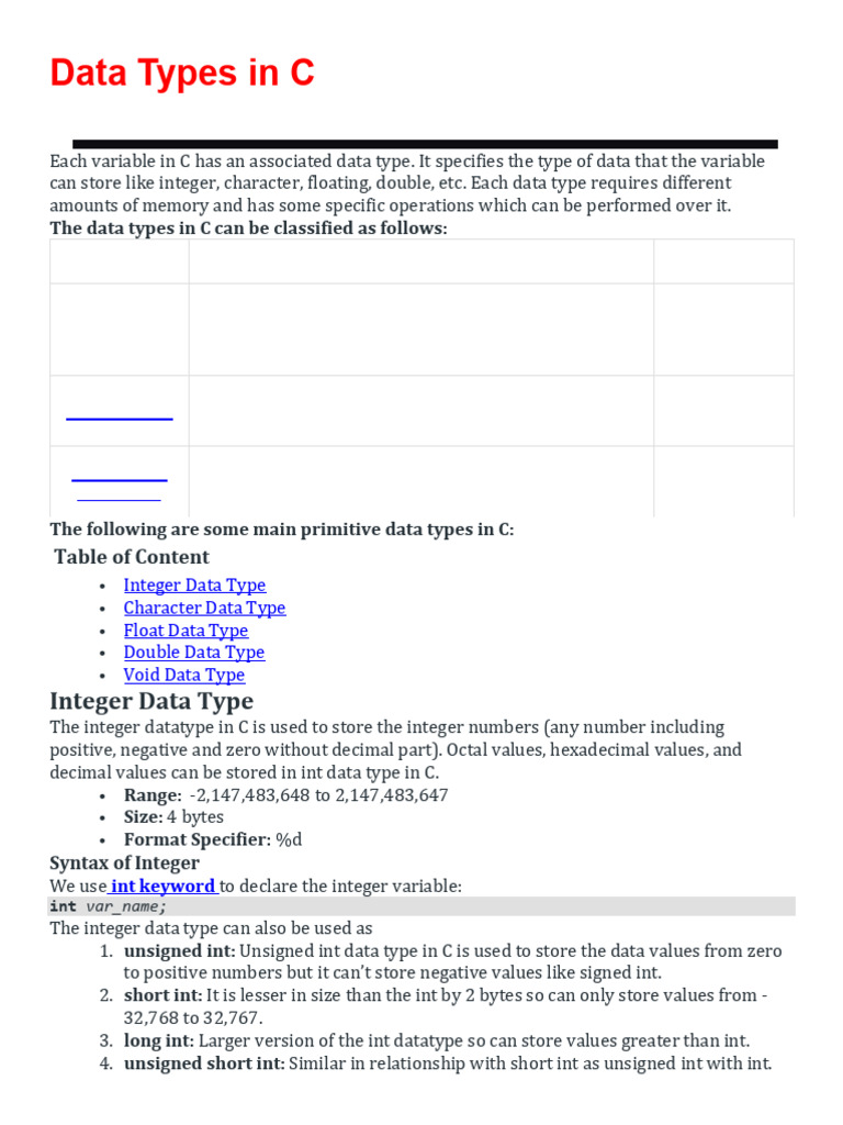 30 Data Types In C Pdf Integer Computer Science Data Type 1845