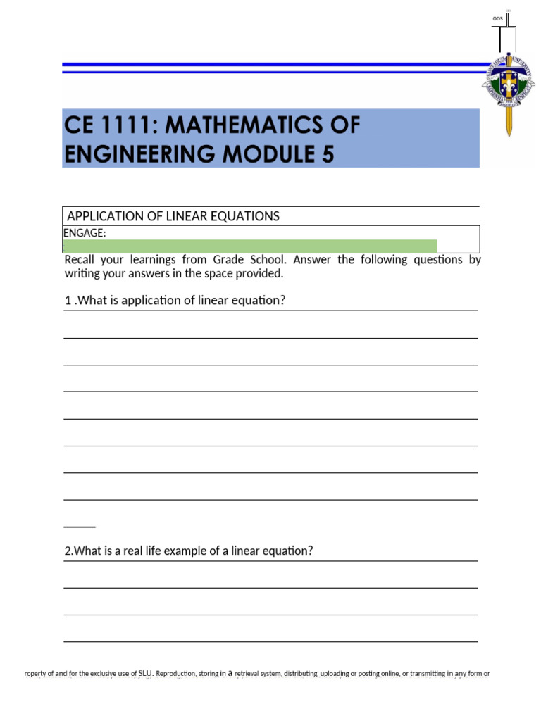 Linear Equations and Real-Life Applications | PDF | Triangle