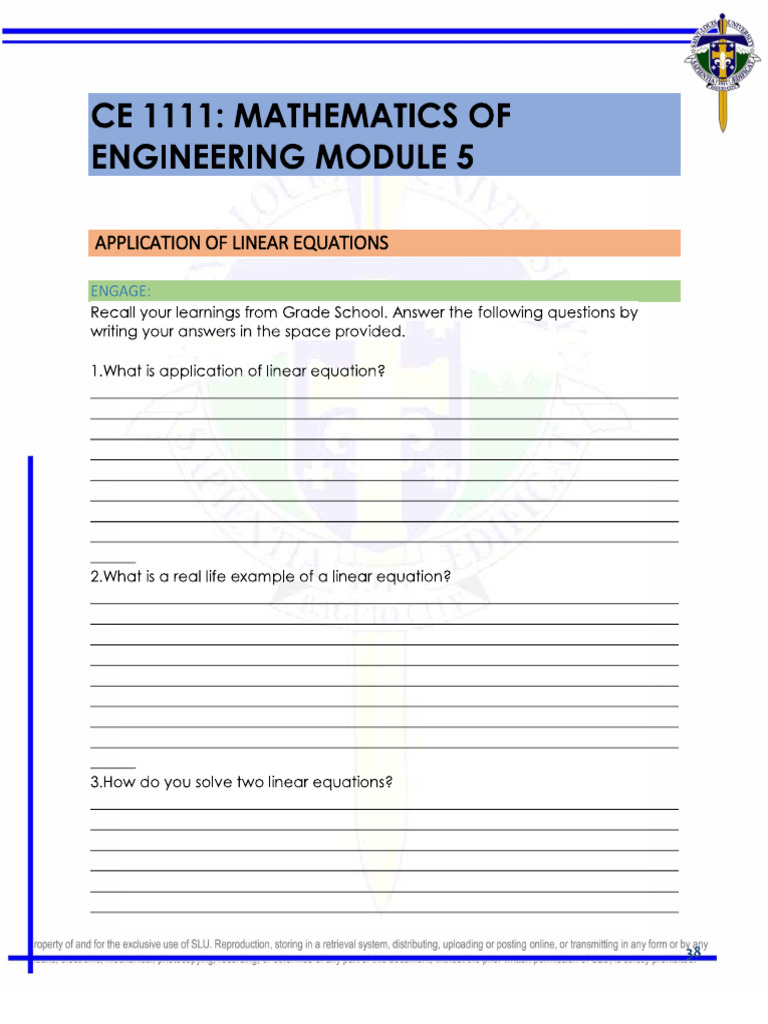 Module 5 Applications of Linear Equations | PDF
