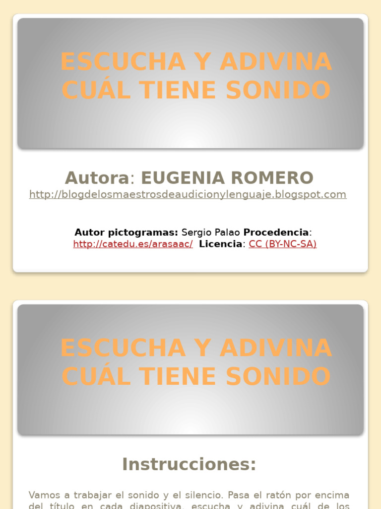 Escucha y Adivina Cual Tiene Sonido - Eugenia Romero | PDF