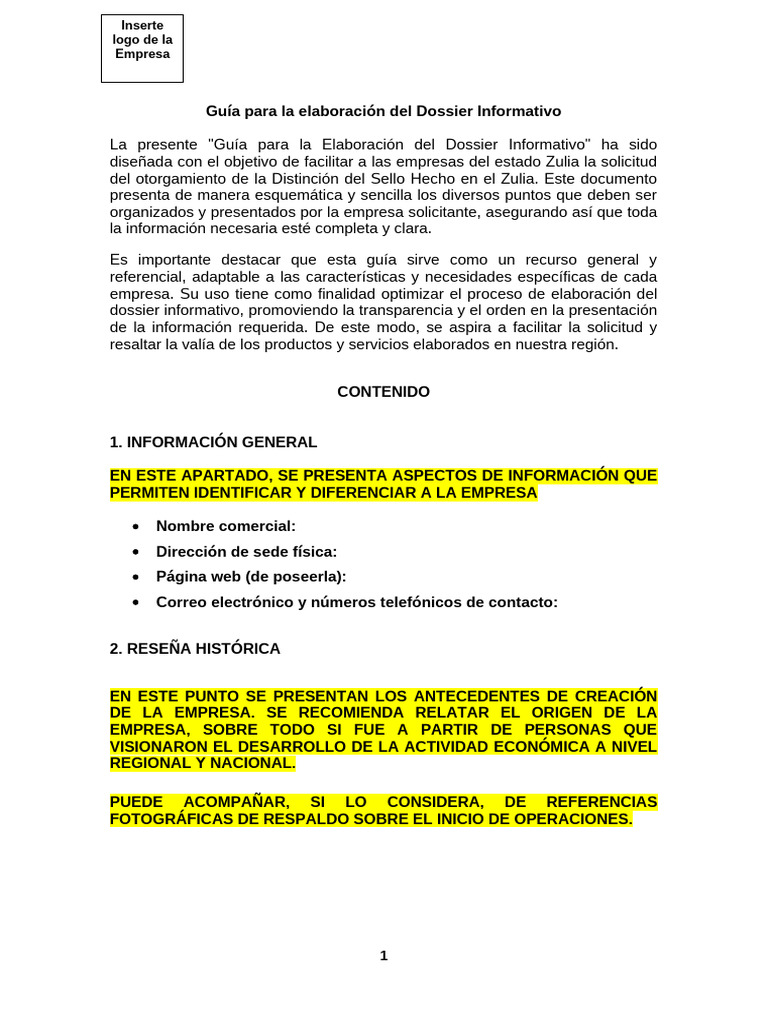 Guía para Dossier Informativo Zulia | PDF | Business | Sustentabilidad