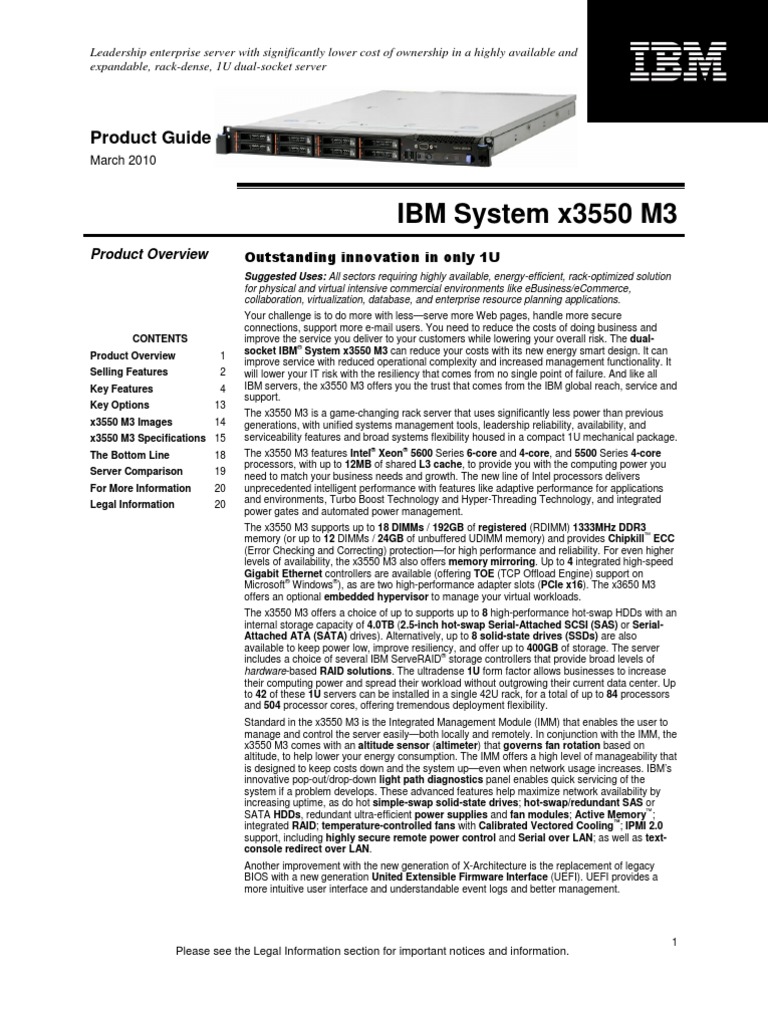 IBM System x3550 M3: Product Guide | PDF | Solid State Drive | Hard ...