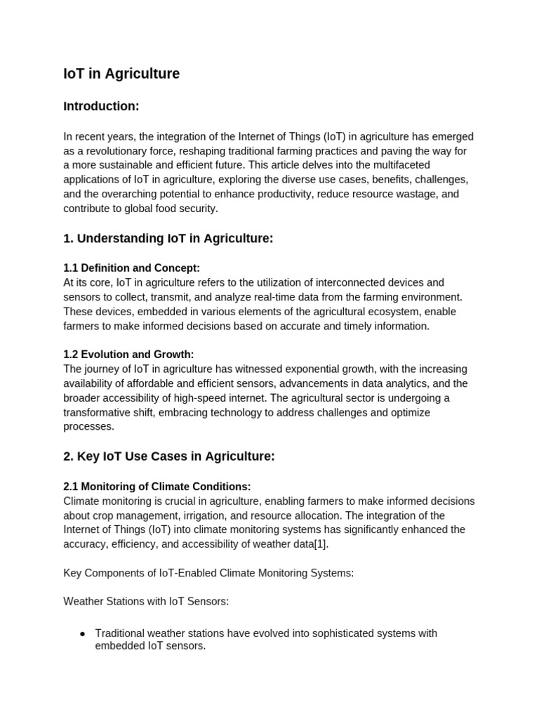 IoT in Agriculture | PDF | Internet Of Things | Agriculture