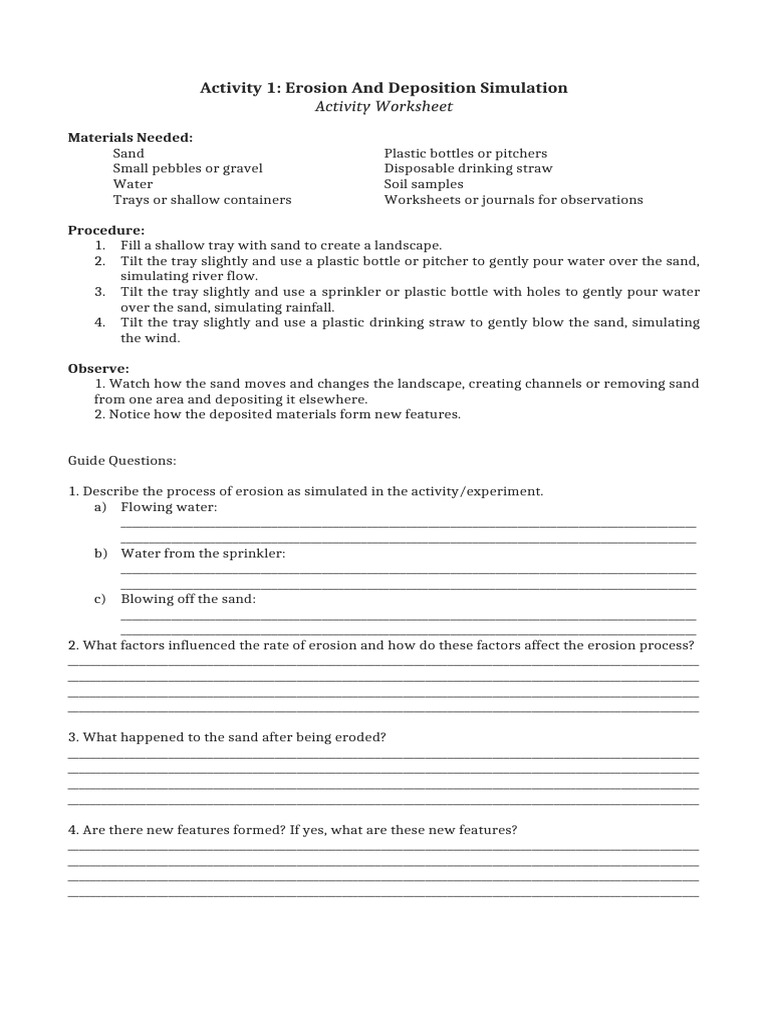 Erosion and Deposition Activity Guide | PDF | Erosion | Sand