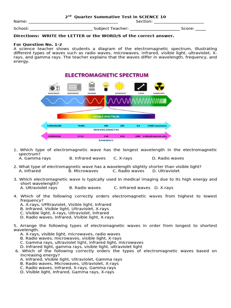 SCIENCE 10 2nd Quarter Summative Test TOS MATATAG Review | PDF ...