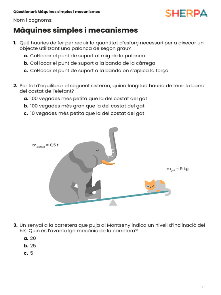 5.5. - Qüestionari - Màquines Simples I Mecanismes | PDF