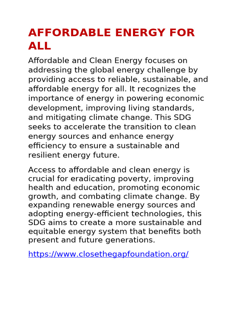 Affordable Energy For All | PDF