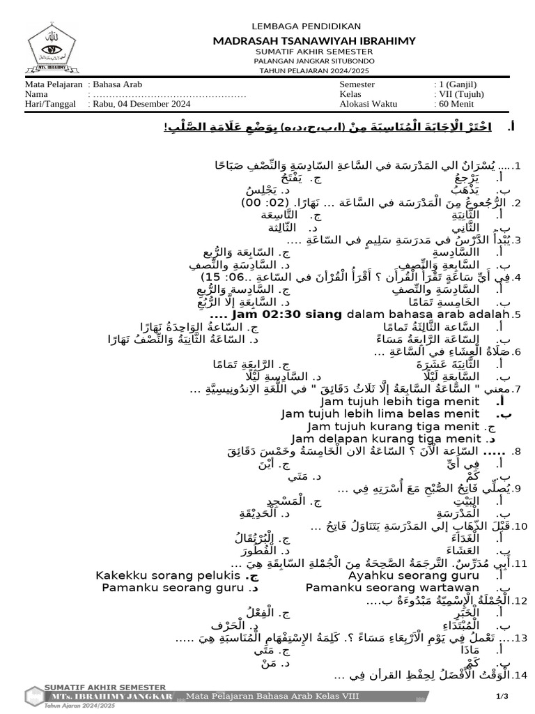 Bhs Arab VIII | PDF