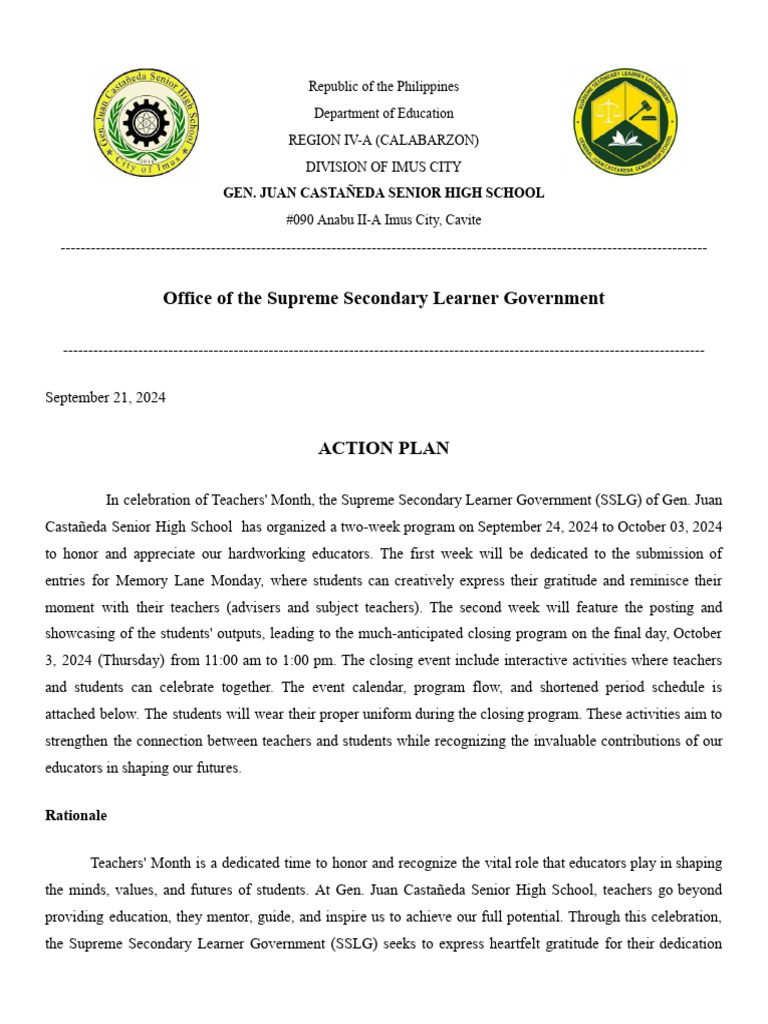 Action Plan For Teachers Day 1 | PDF