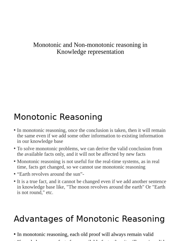 Monotonic and Non-monotonic Reasoning in Knowledge Representation | PDF