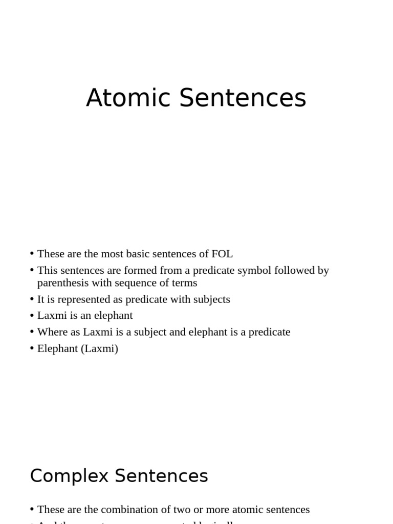 Atomic Sentences | PDF | Reason | Inference