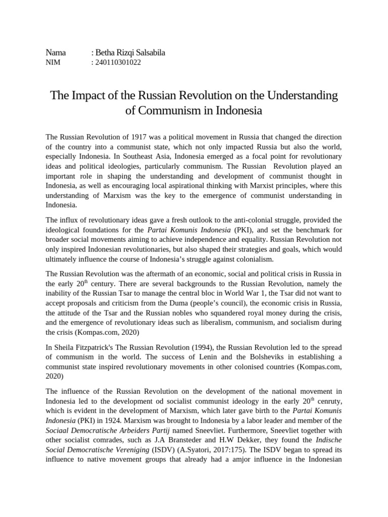 The Impact of the Russian Revolution on the Understanding of Communism ...