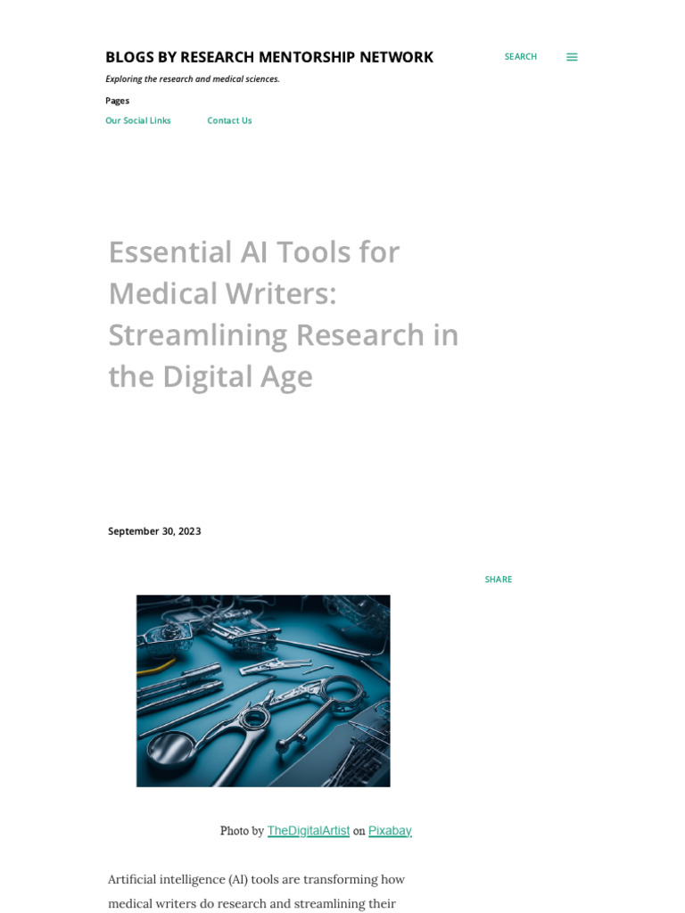 Essential AI Tools For Medical Writers - Streamlining Research in The Digital Age | PDF ...