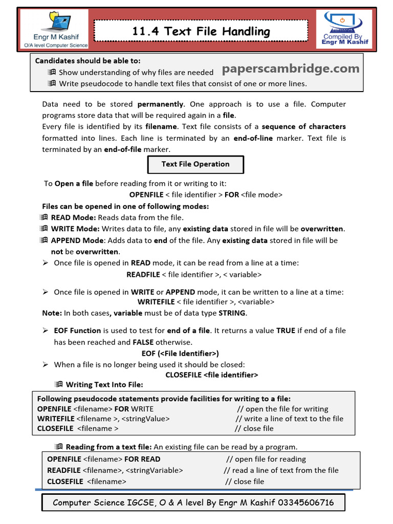 11.4 Text File Handling EMK Notes 2024 | PDF | Computer File | Text File
