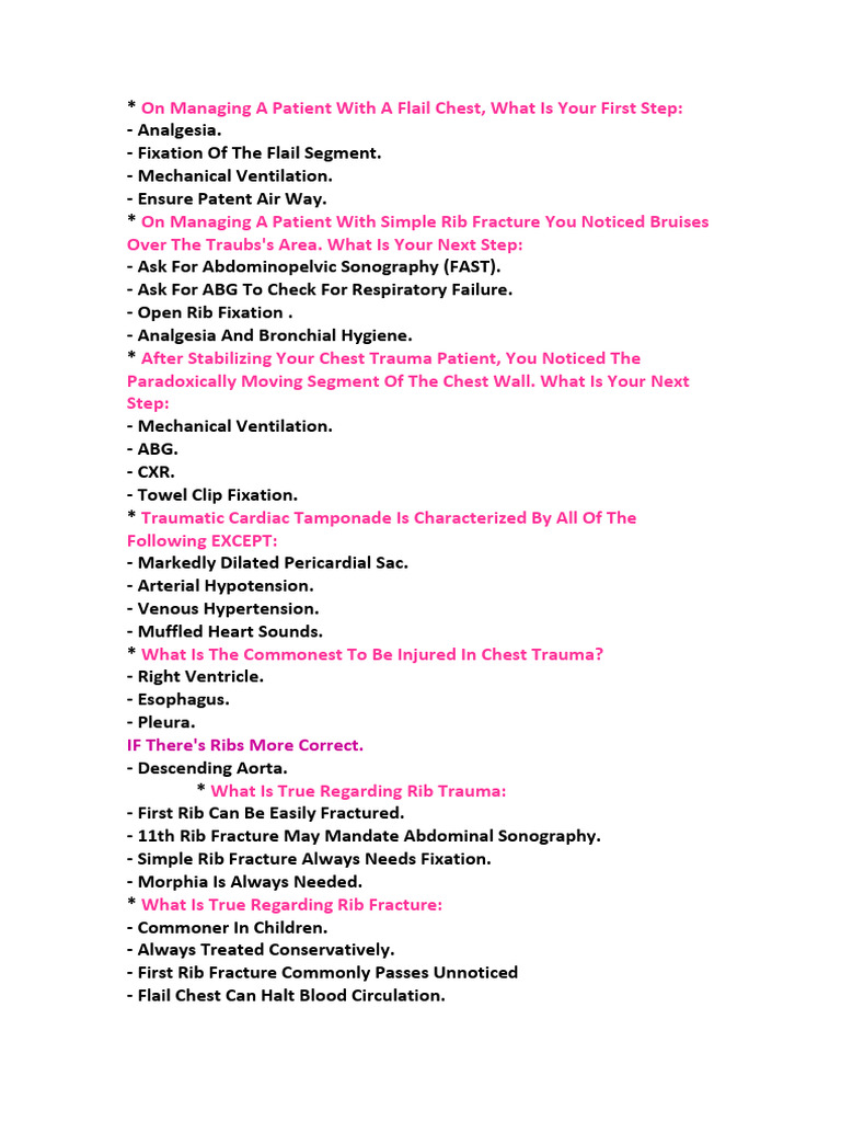 Chest Trauma Management Guidelines | PDF | Coronary Artery Bypass ...