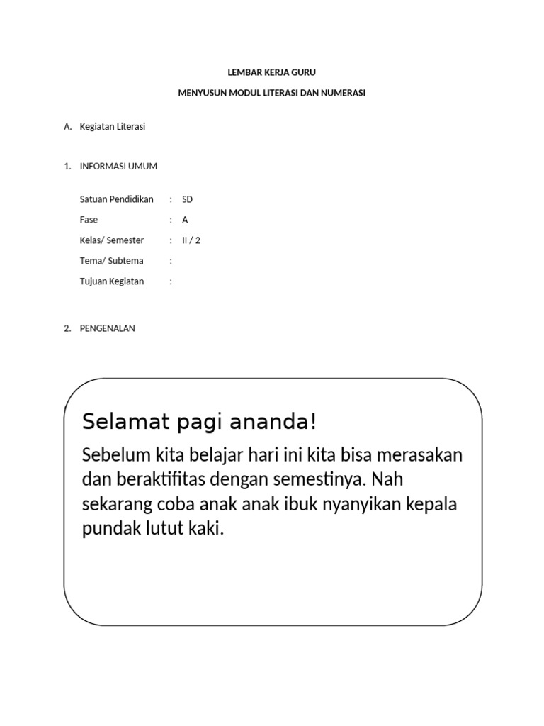 Lembar Kerja Guru Gugus Iv | PDF