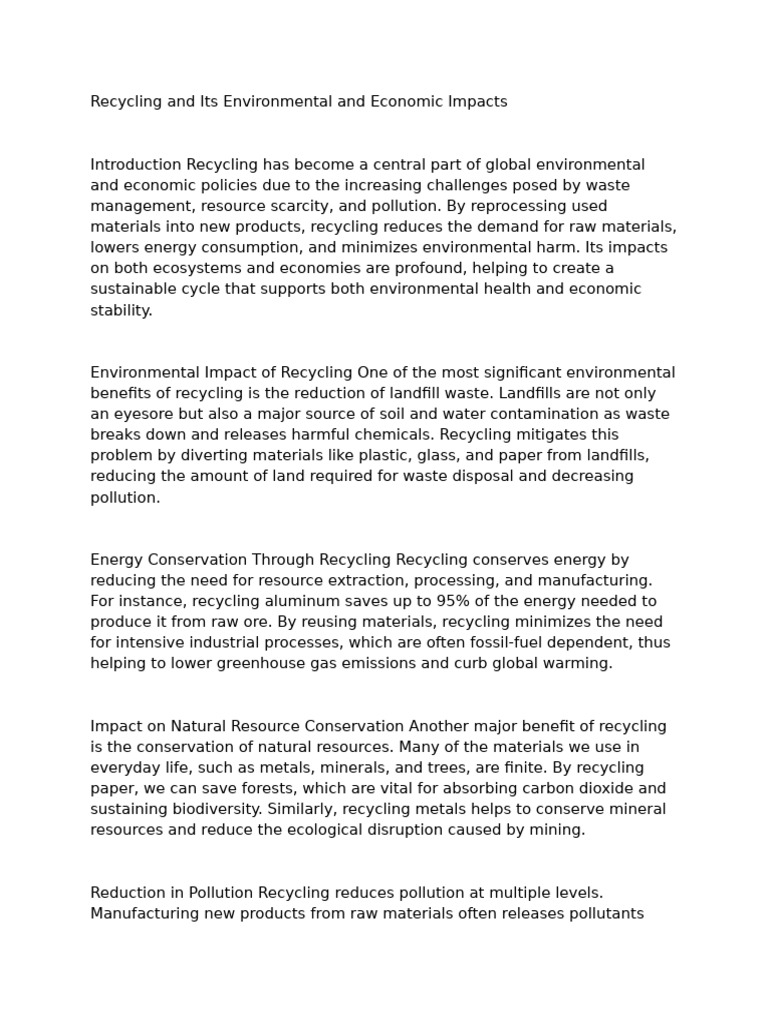 Importance of Recycling | PDF | Recycling | Waste