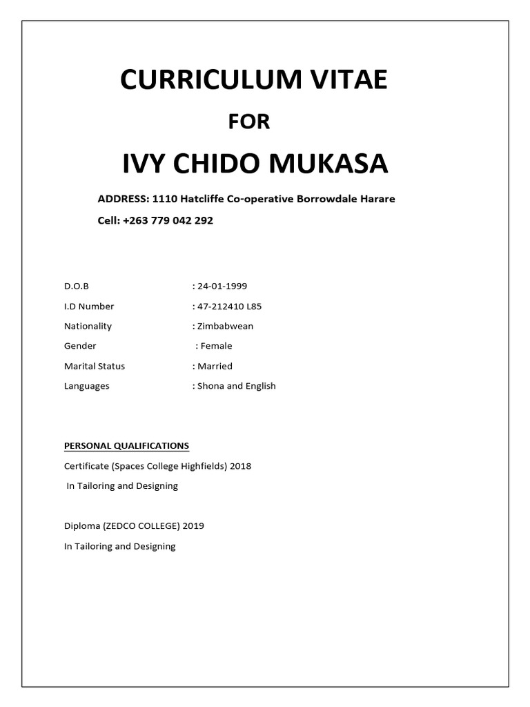 CV For Ivy | PDF