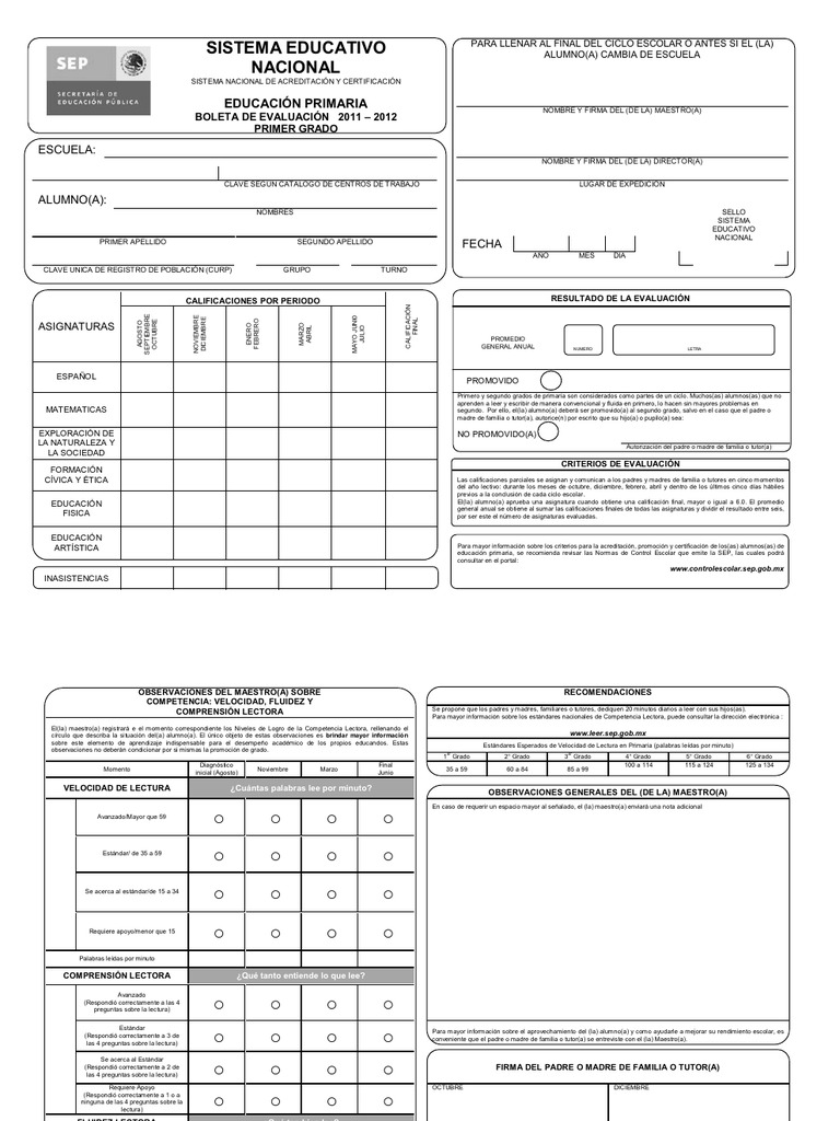 Significado de "1er A" en Boleta | PDF | Lectura (proceso) | Educación ...
