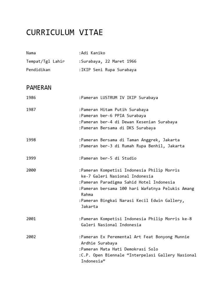 1446822313-Curriculum Vitae Adi Kaniko | PDF