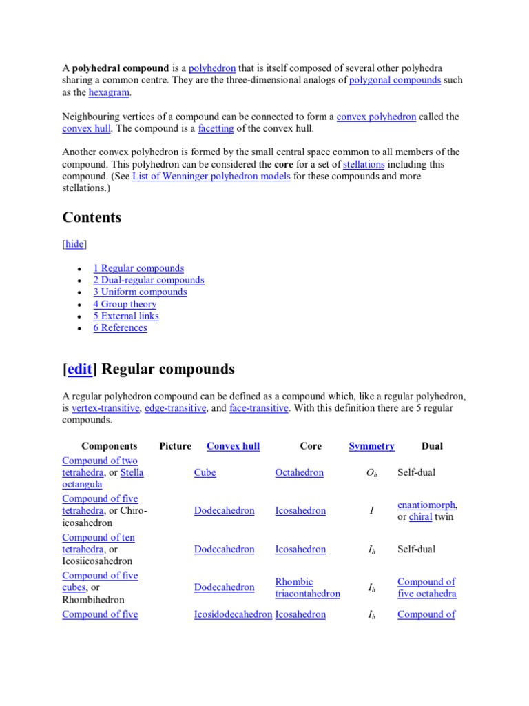 A Polyhedral Compound Is A Polyhedron That Is Itself Composed of ...