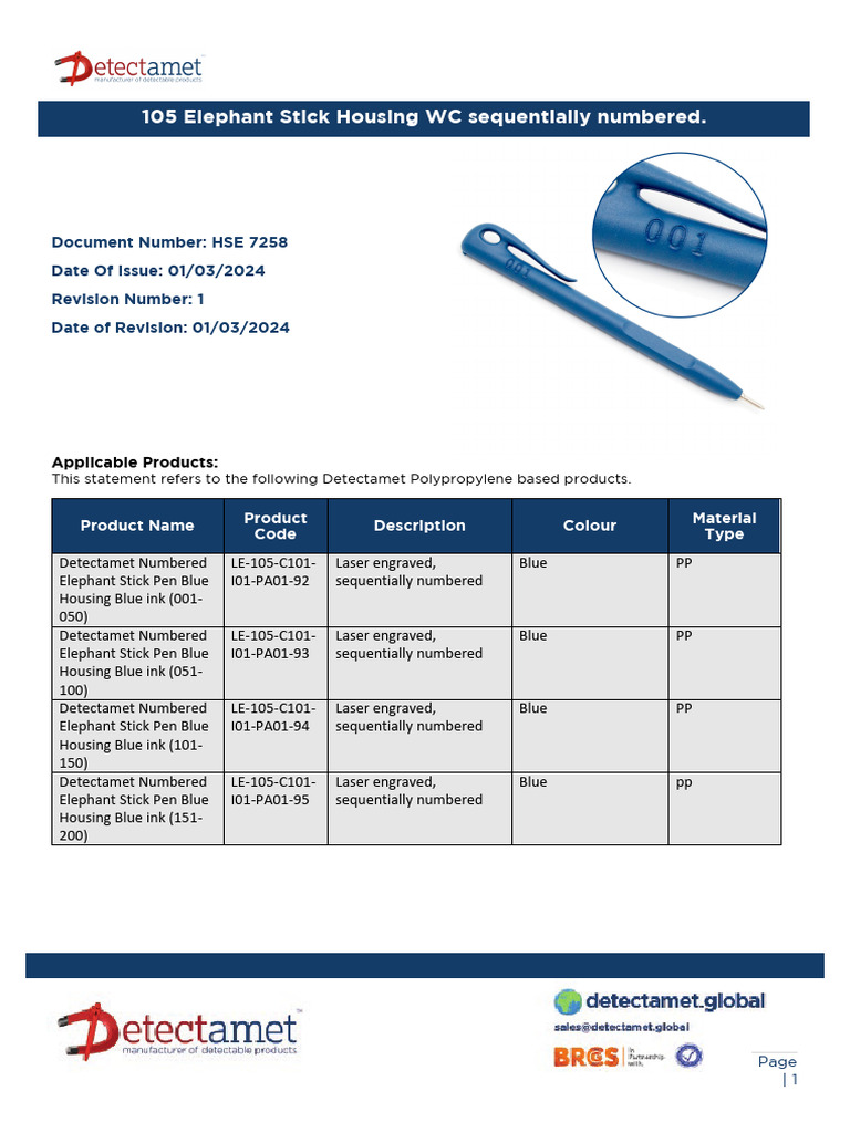 Detectamet Elephant Stick Pen Compliance | PDF | Plastic
