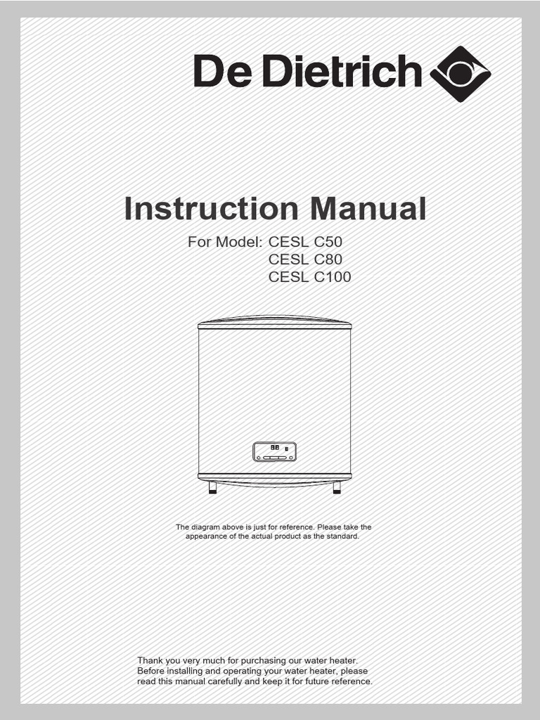 De Dietrich Water Heater Manual | PDF | Water Heating | Valve