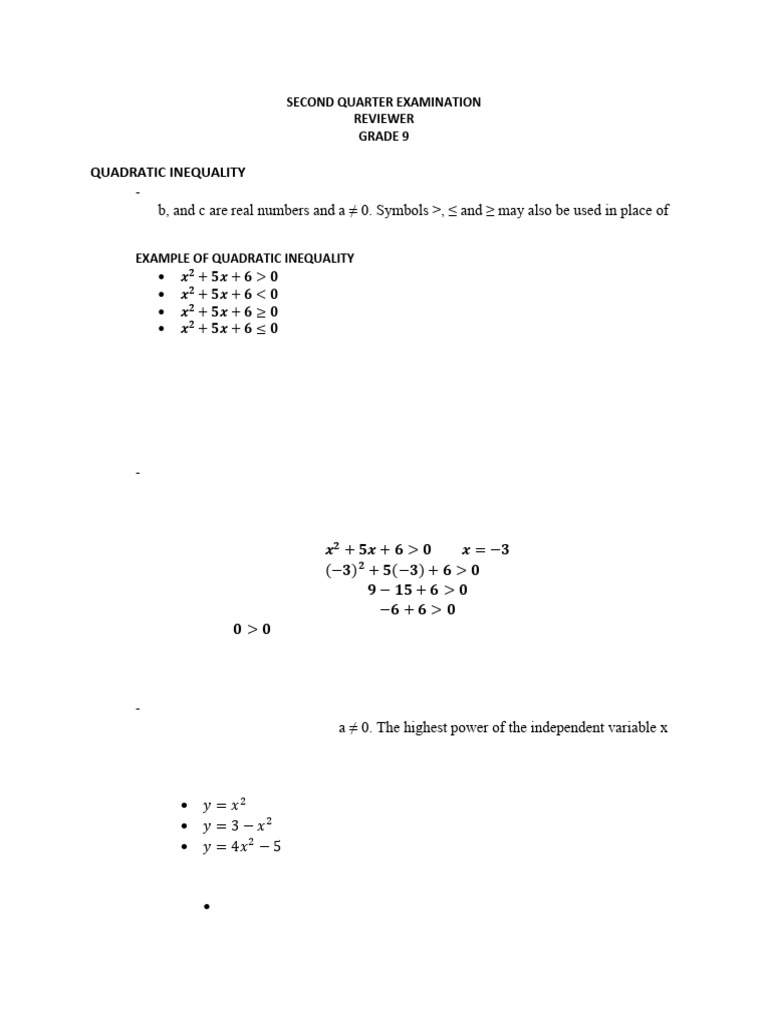 Reviewer 2nd Quarter Examination | PDF | Elementary Mathematics | Mathematical Objects