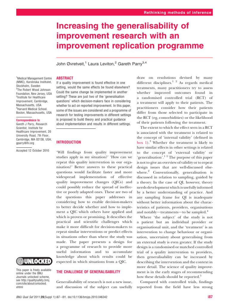 Increasing The Generalisability of | PDF | Theory | Validity (Statistics)