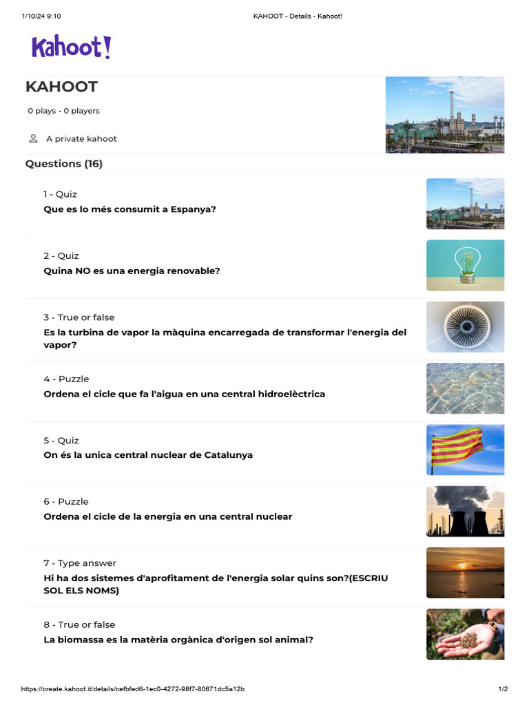 Kahoot - Energia (1) | PDF