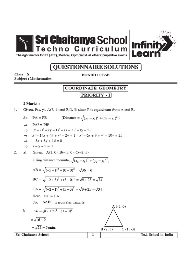Cbse Math Ph - II Coordinate Geometry Solutions | PDF | Circle | Elementary Geometry