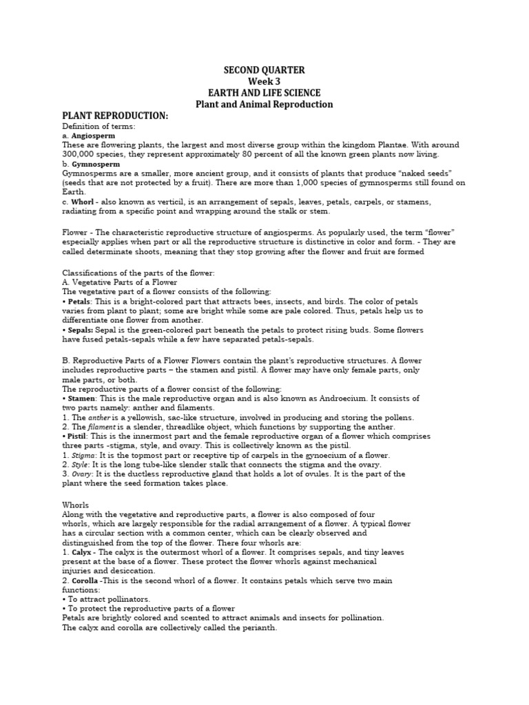 Plant and Animal Reproduction | PDF | Flowers | Plant Reproduction