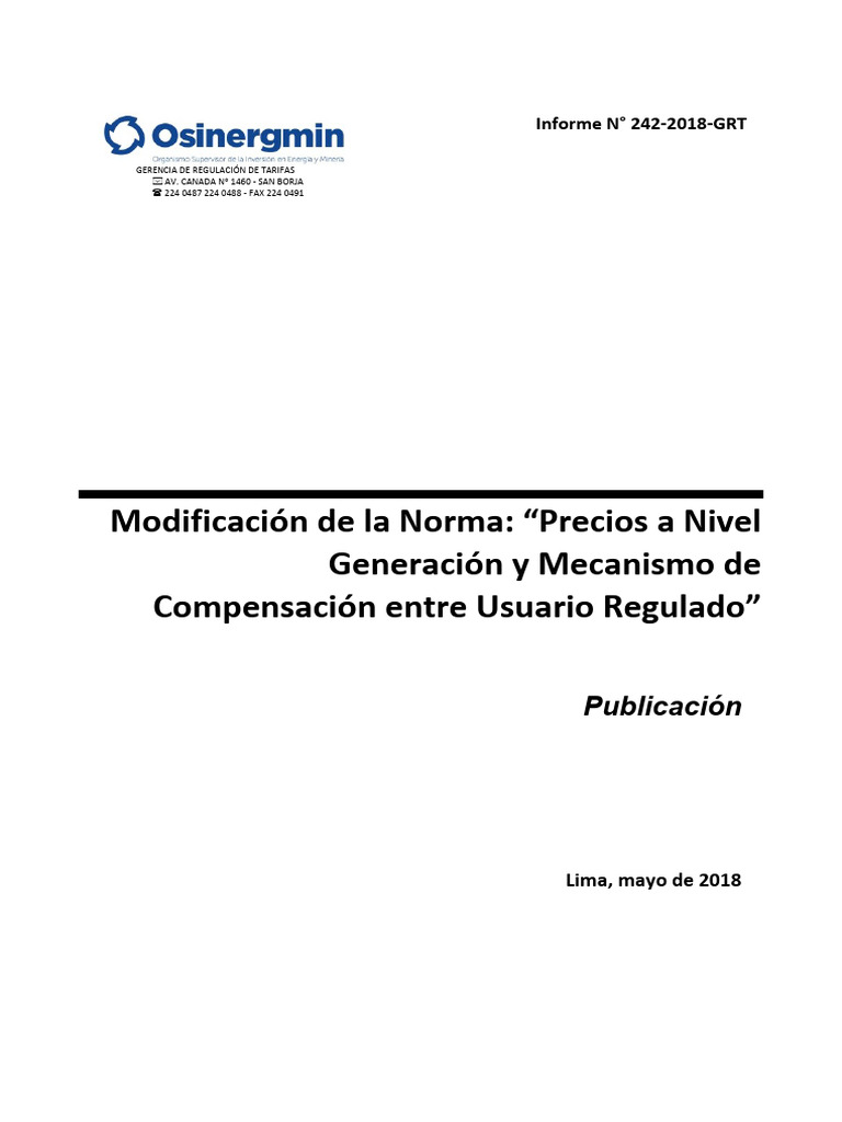 Osinergmin 242 2018 GRT IT.pdf | PDF | Ingenieria Eléctrica | Disco compacto