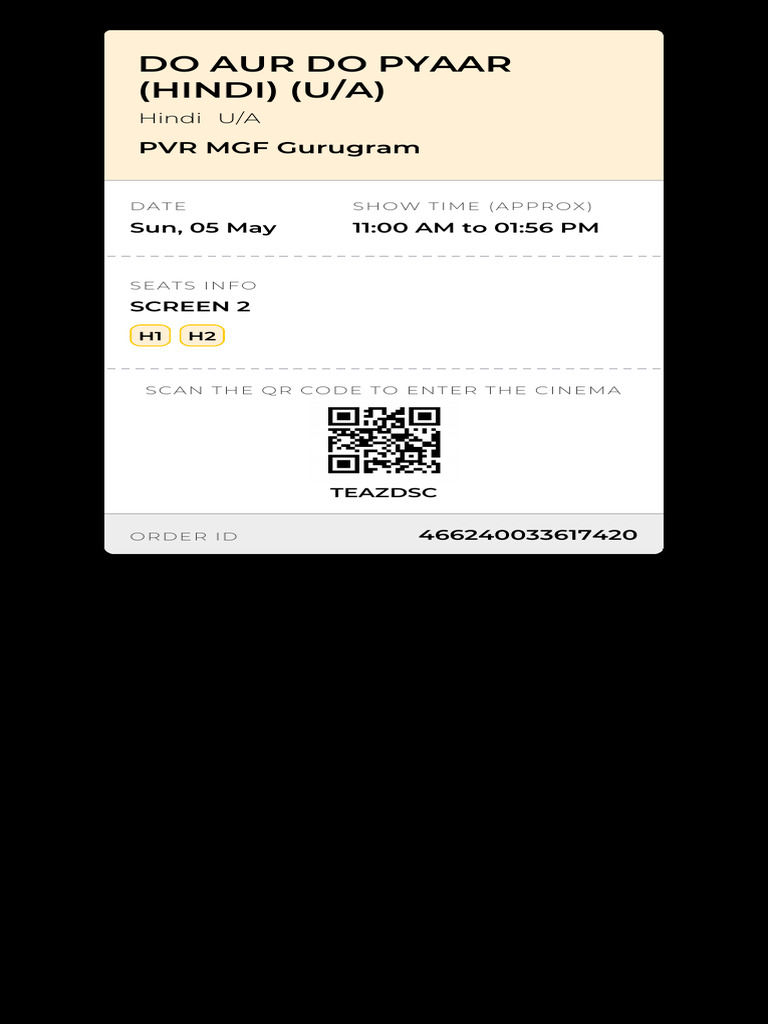 Do Aur Do Pyaar (HINDI) (U/A) : PVR MGF Gurugram | PDF