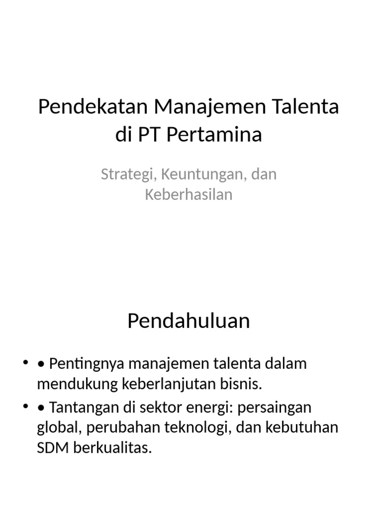 Manajemen Talenta di PT Pertamina | PDF