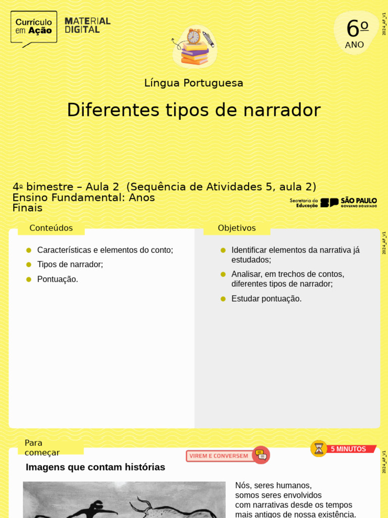 Aula 2 Diferentes Tipos De Narrador Pdf Narrativa Contos