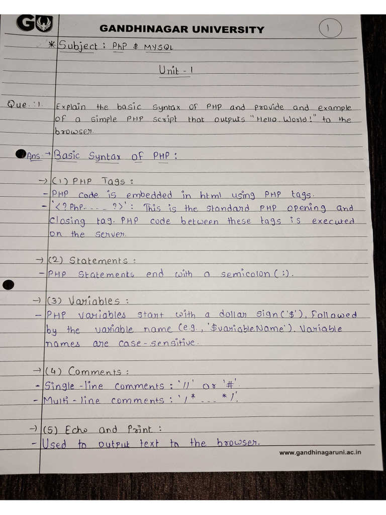 PHP & MySQL Assignment-1 | PDF