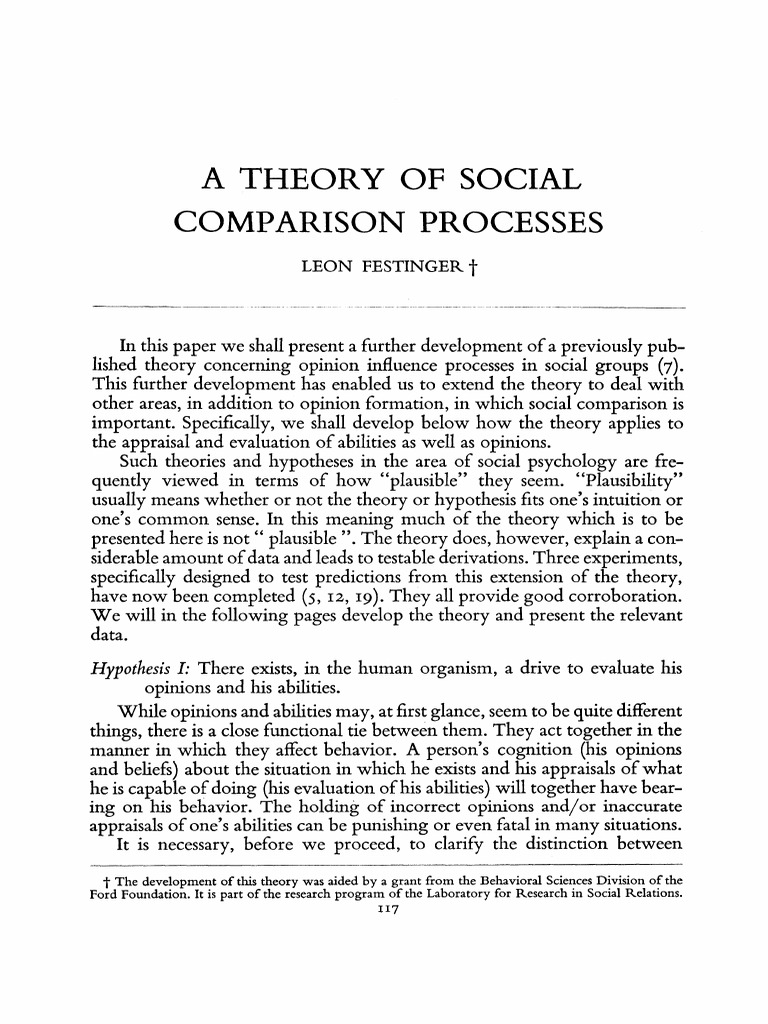 Festinger 1954 A Theory of Social Comparison Processes | PDF