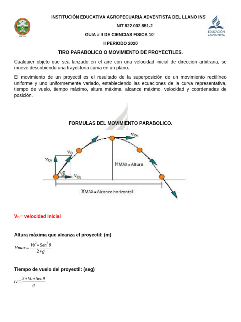 Guía Física 10°: Tiro Parabólico | PDF | Fenomeno fisico | Mecanica clasica