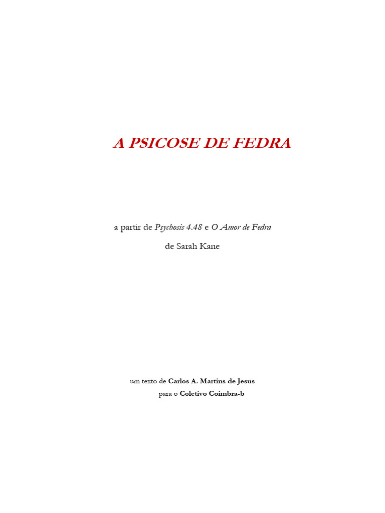 Psicose e Mito em Fedra de Sarah Kane | PDF | Amor | Psicologia