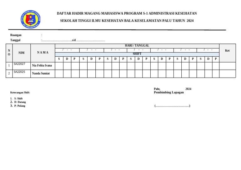 ABSEN DINAS MAGANG RS.WILLIAMBOOTH | PDF