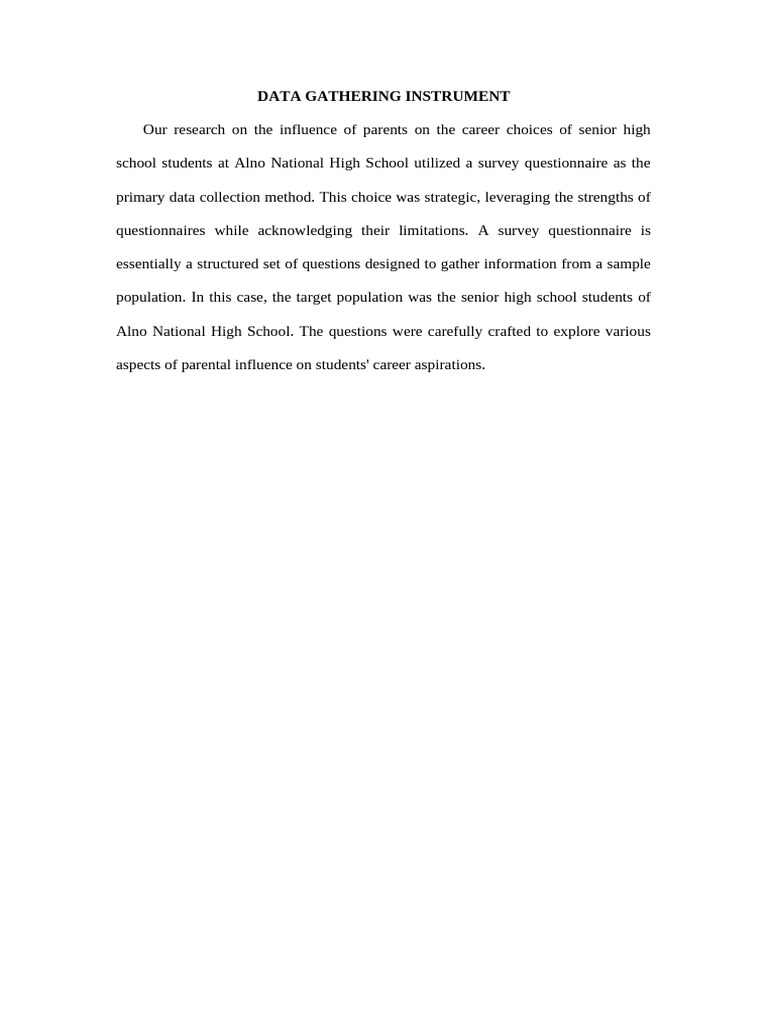 Data Gathering Instrument | PDF