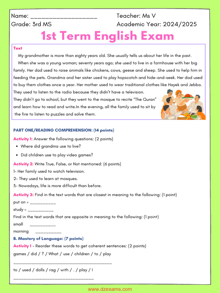 Dzexams 3am Anglais 155984 | PDF | Linguistics | Human Communication